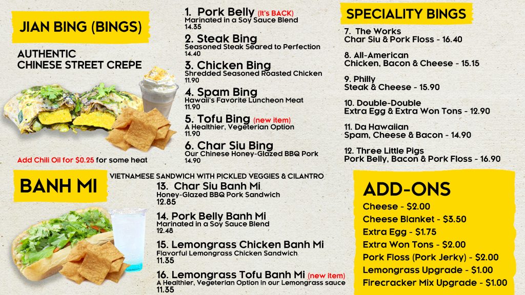 Breakfast Menu – Bing Bros – Authentic Chinese Street Food